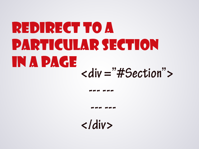 How To Redirect To A Particular Section Of A Page In Html With Example